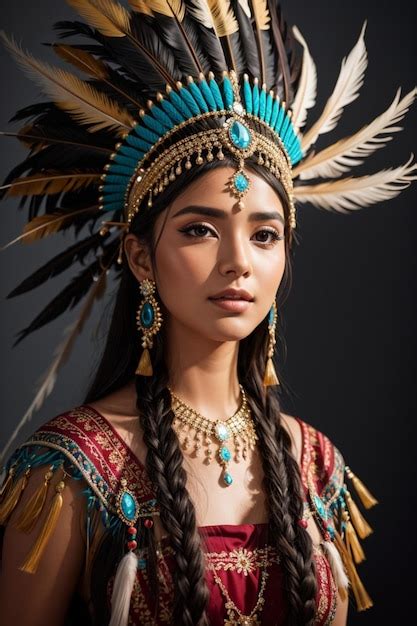 Premium Ai Image Beautiful Sexy Native American Woman In Traditional