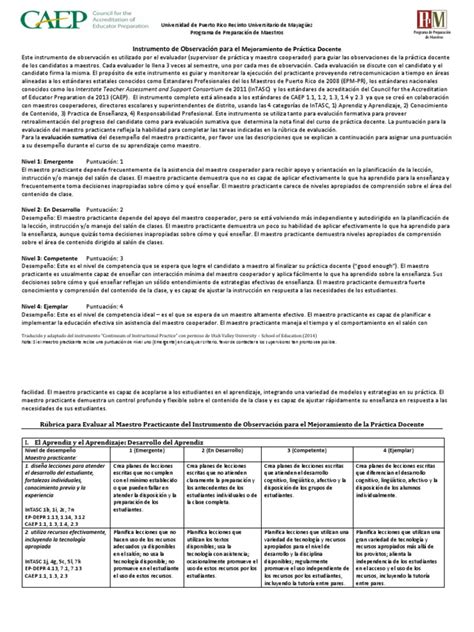 Rubrica Observacion Practica Pdf
