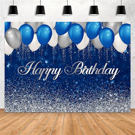 Buy Aperturee 7x5ft Silver And Blue Happy Birthday Backdrop Glitter