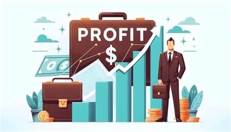Flat Vector Of Isolated Briefcase And Bar Chart With The Word Profit Concept As A Vector Design