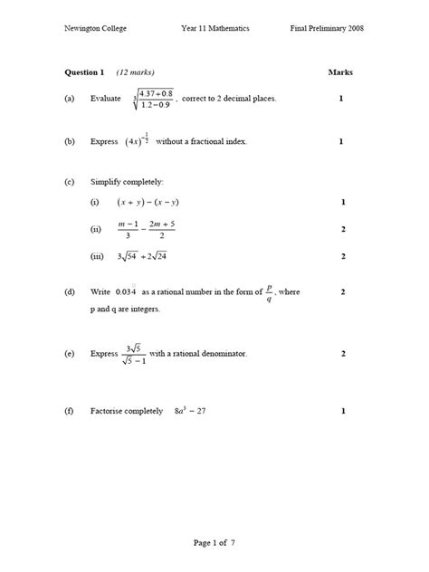 newington 2008 2u prelim yearly solutions pdf function
