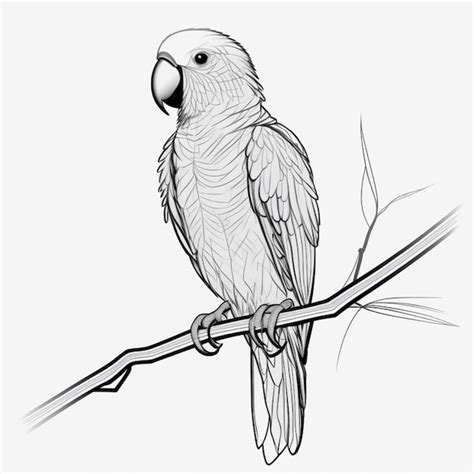 Drawing Of A Parrot Sitting On A Branch Of A Tree Generative Ai Premium AI Generated Image