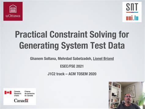practical constraint solving for generating system test data ppt