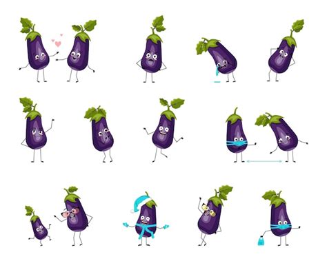 Premium Vector Cute Eggplant Mascot Character