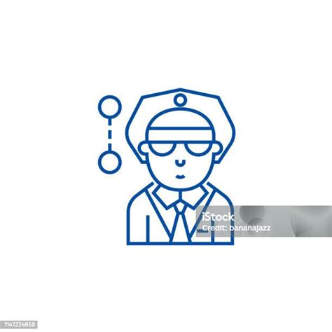 警長 員警線圖示的概念警長 員警平的向量標誌 標誌 概述例證向量圖形及更多一個人圖片 一個人 一組物體 中老年人 Istock