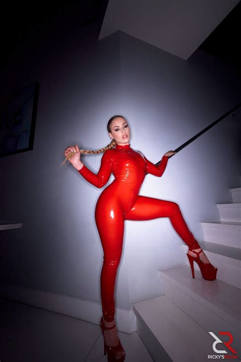 Blonde Anna Claire Clouds Wearing Red Latex Posing With Ricky Johnson Photos