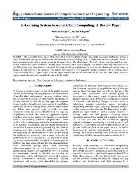 Pdf E Learning System Based On Cloud Computing A Review Paper