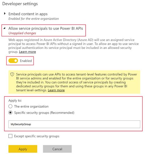 Enabling The Power Bi Service Admin Settings
