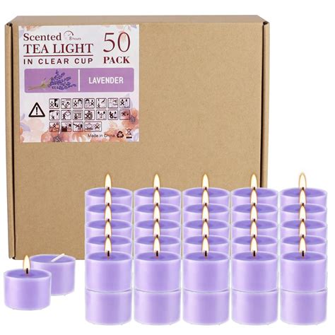 50 Pack Bulk Lavender Scented Tealight Candles In Clear Cup