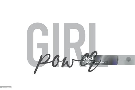 회색 색상의 톤에 말하는 소녀 의 힘의 현대적이고 간단하고 최소한의 타이포그래피 디자인 시원하고 도시적이며 트렌디하고 장난기 넘치는 그래픽 벡터 아트 개념에 대한 스톡 벡터