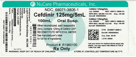 Cefdinir Nucare Pharmaceuticals Inc Fda Package Insert