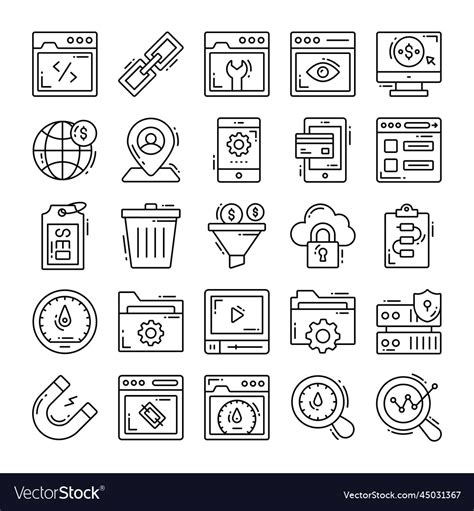 Set Of Seo Icons For Web Design Development Vector Image