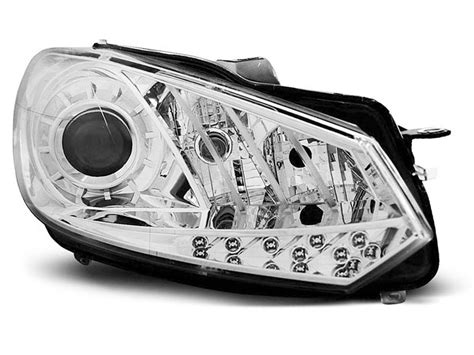 Paire De Feux Phares VW Golf 6 08 12 Daylight DRL Led Chrome