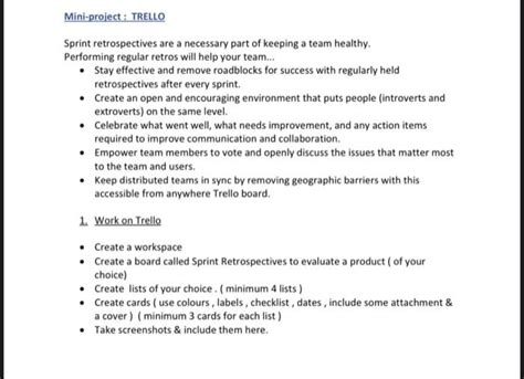 Solved Mini Project Trello Sprint Retrospectives Are A