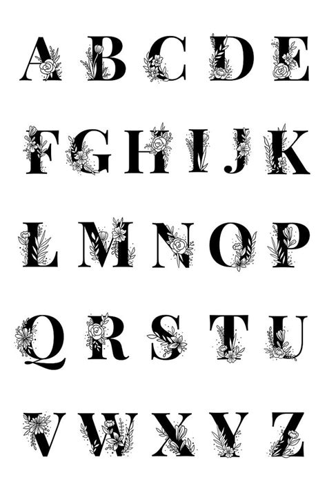 Download Premium Psd Image Of Alphabet Floral Typography Script Psd