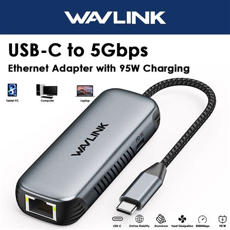 Wavlink 5gbps Usb C To Ethernet Adapter With 95w Charging Port Driver Free Shopee Malaysia