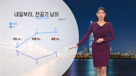 0119 밤사이 곳곳 눈 내리고내일 낮부터 기온 뚝↓ 전하린 기상캐스터 Zum Tv