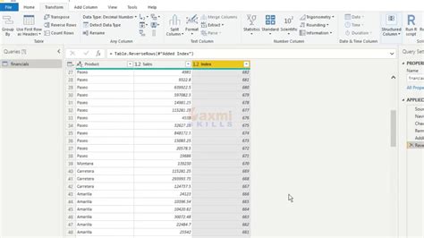 how to use reverse rows using power query from power bi desktop youtube