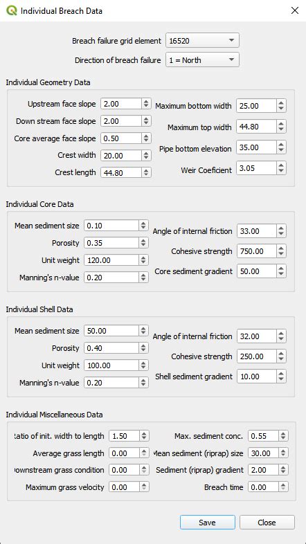 Levees Breach Editor — Flo 2d Tutorials Documentation
