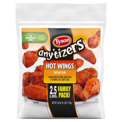 Tyson Anytizers Buffalo Style Bone In Chicken Wings Frozen 25 Lb