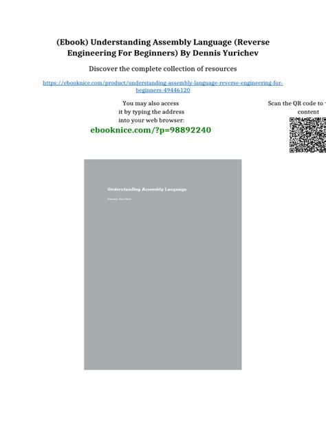 Ebook Understanding Assembly Language Reverse Engineering For