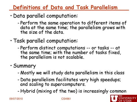 Cs4961 Parallel Programming Lecture 5 Data And Task Parallelism Cont