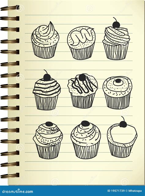 Cupcake Doodle Stock Vector Illustration Of Cartoon 19571739