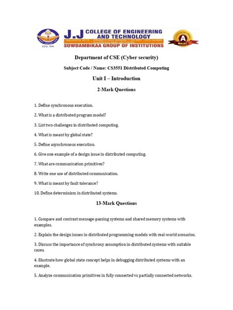 Cs3551 Distributed Computing Hots 2markfirst Pdf Distributed