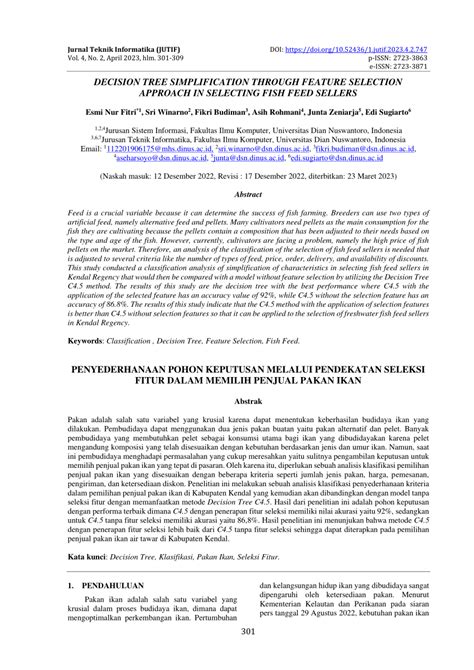 Pdf Decision Tree Simplification Through Feature Selection Approach
