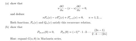 Solved 4 Using The Generating Function Of The Legendre