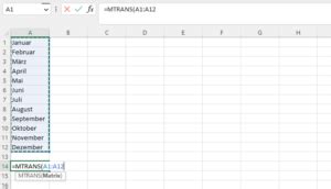 TRANSPOSE Excel Funktion auf Deutsch erklärt