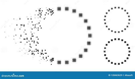 moving pixelated halftone dotted circle icon stock vector illustration of explosion