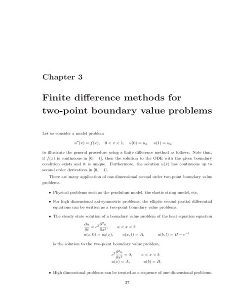 Finite Difference Methods For Two Point Boundary Value Problems