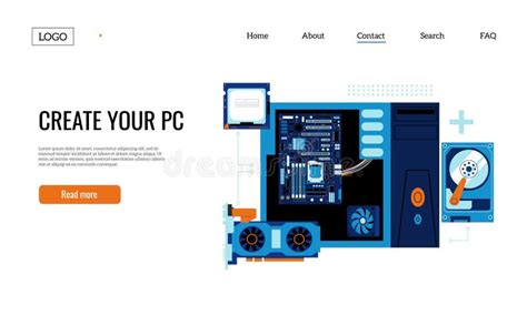 Pc Components Cpu Gpu Motherboard Cooler Ssd And Hand Drawn Memory Modules System Unit And