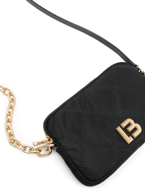 Bimba Y Lola Logo Plaque Quilted Crossbody Bag Black Farfetch
