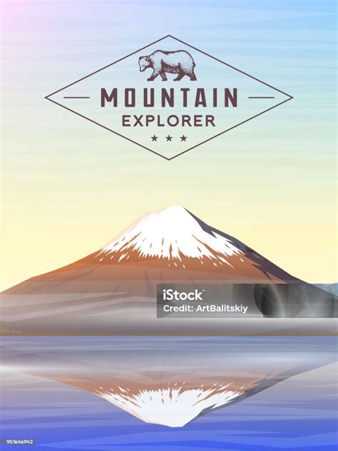 산 봉우리 카드 또는 책자입니다 자연에 관광 합니다 풍경 한 대 낮에 일찍입니다 야외 언덕 꼭대기입니다 빈티지 포스터 또는 배경입니다 전단 책 표지 및 배지 서식 파일 0