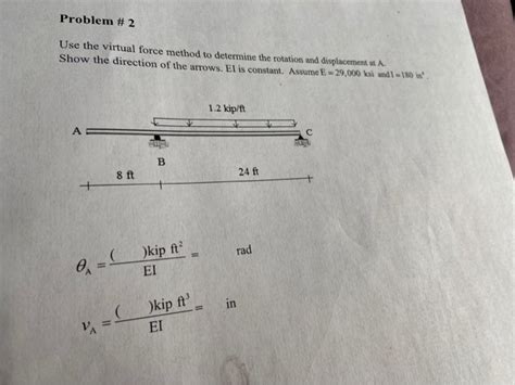solved problem 2 use the virtual force method to determine