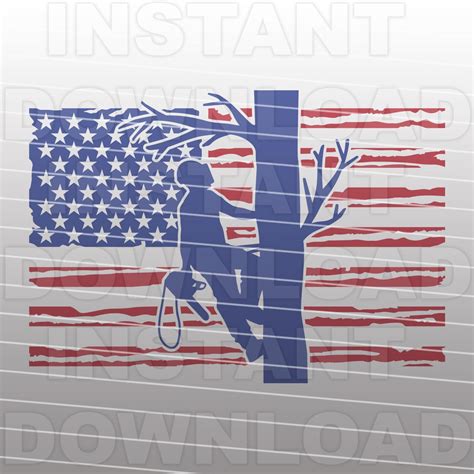 USA Tree Trimmer With Chainsaw SVG File Tree Trimmer With USA Flag Svg Vector Art Commercial