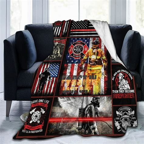 Firefighter Blanket For Men Fireman Bluefink