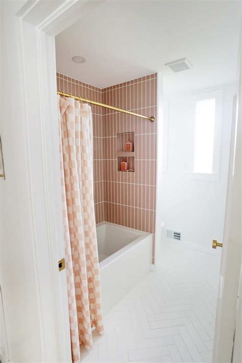 Lauras Pink Tile Bathroom Makeover Before After A Beautiful Mess
