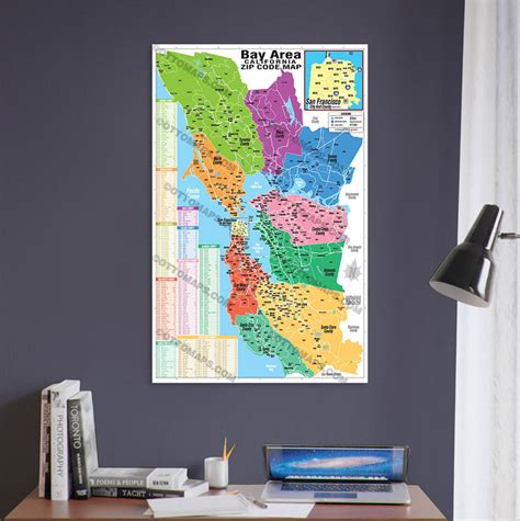 Bay Area Zip Code Map Counties Colorized Poster Prints Otto Maps