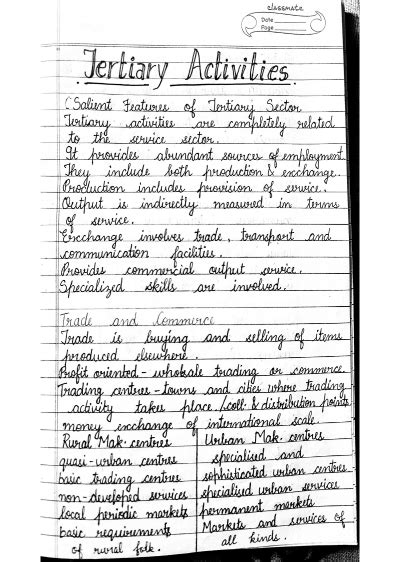 Chapter 6 Tertiary And Quaternary Activities Class 12 Notes Pdf