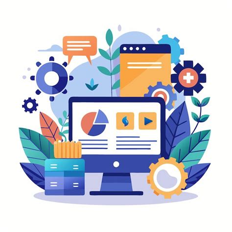 Digital Marketing Vector Illustration Data Analysis And Web Management