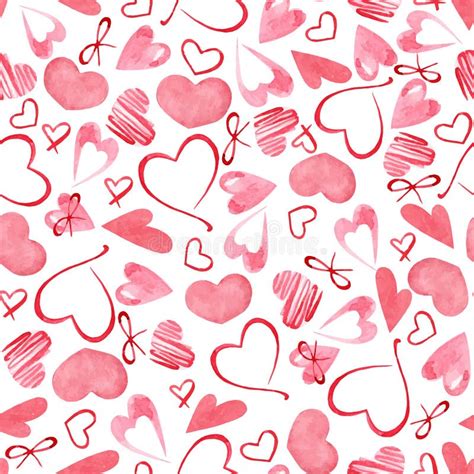 Seamless Pattern With Hearts Valentines Day Texture Stock Image