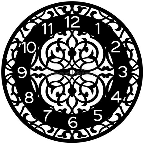 Classic Wooden Wall Clock Design Cutting Template Vector Stock
