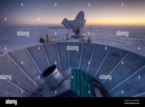 Bicep2 Telescope Foreground At Sunset In The Antarctic The South
