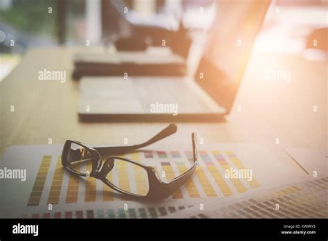 Eyeglasses Color Swatch Sample On Office Desk Graphic Designer