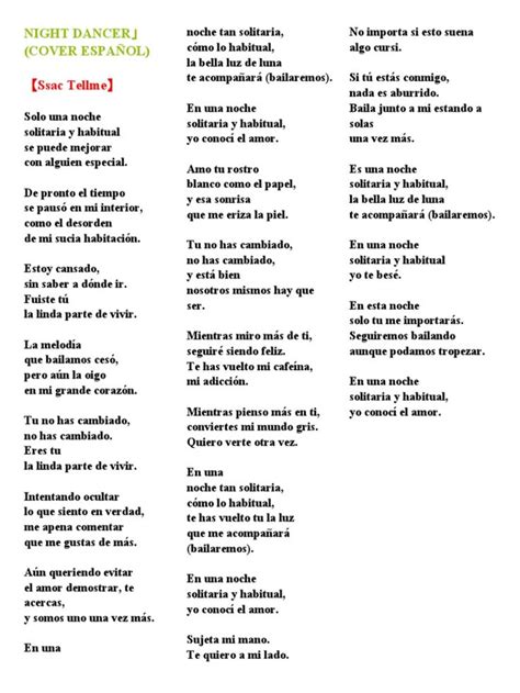 Letra Night Dancer Dancer Night