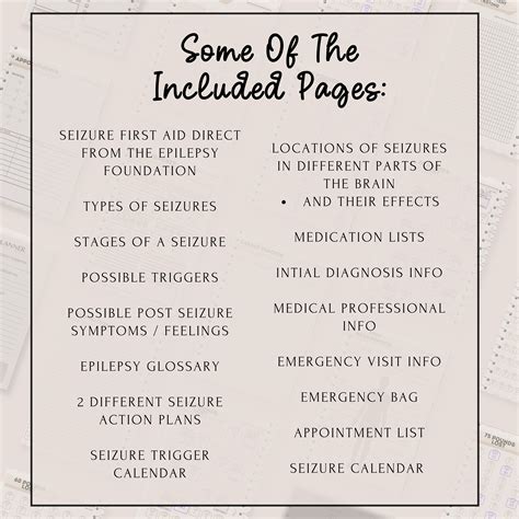 Epilepsy Binder Printable Medical Doctor Visits Etsy