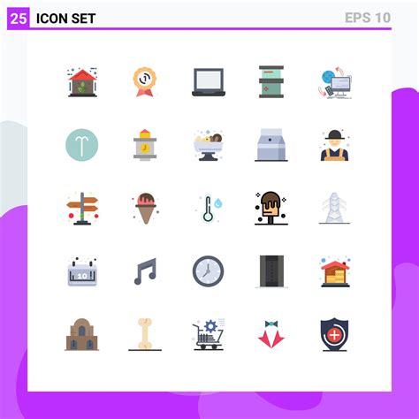 25 Universal Flat Color Signs Symbols Of Monitoring Access Computer